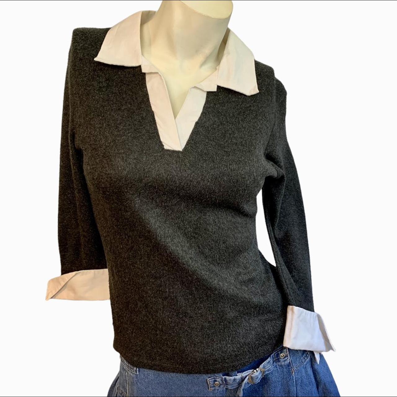 Vintage Y2K Early 00s Rave Grey White Layered... - Depop