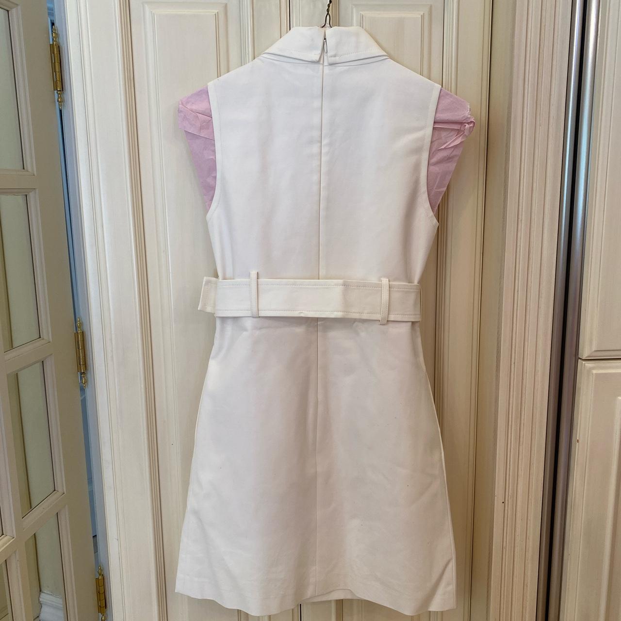 milly cream cut out high neck dress with belt - Depop