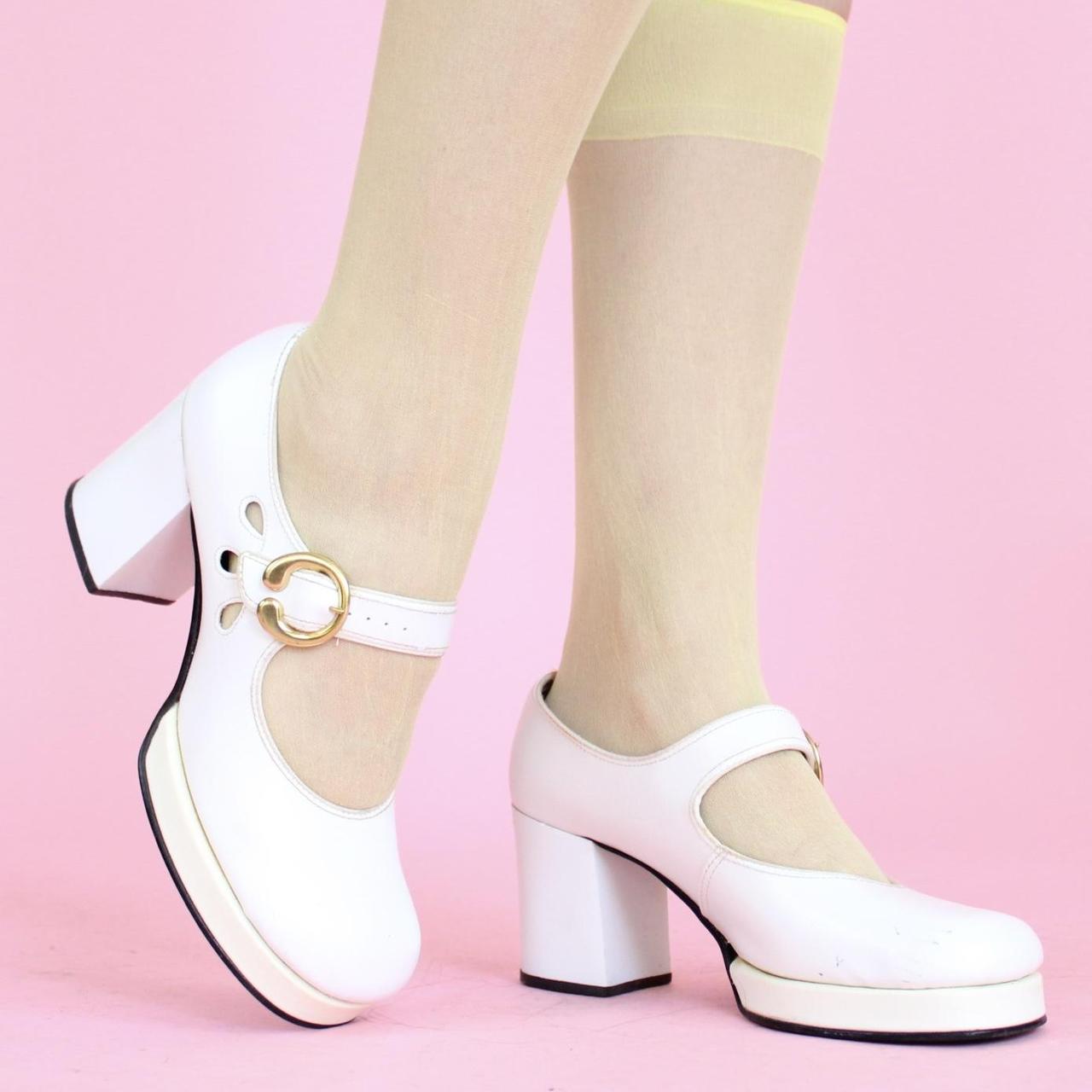 60s platform mod shoes 📀 Vintage 60s 📀 White... - Depop