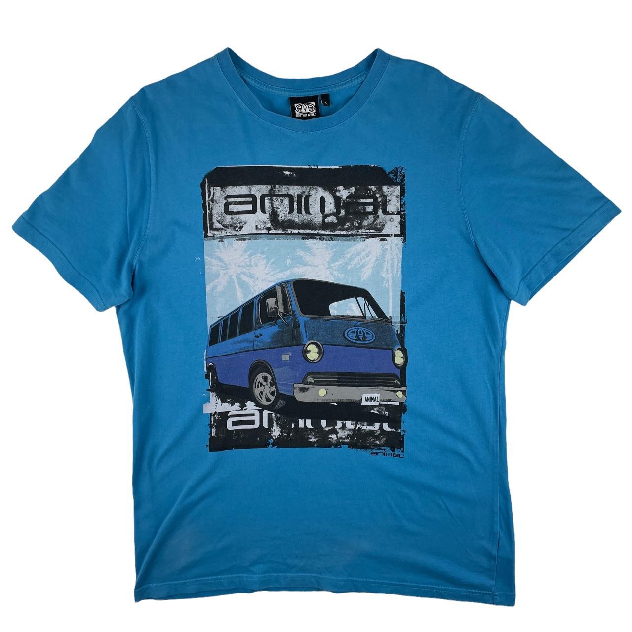 Vintage Animal Y2K Skate Tee Camper Van Blue... - Depop