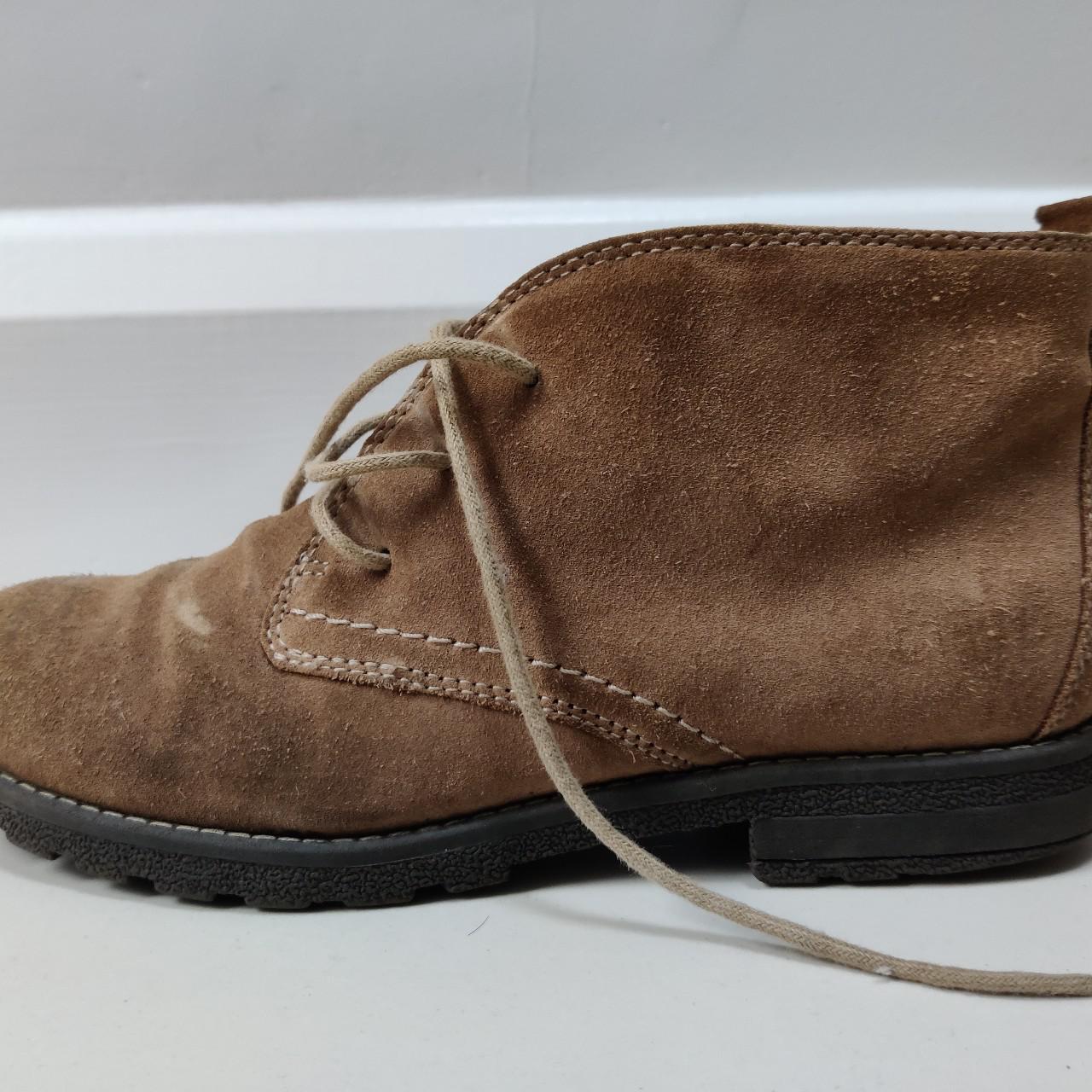 Sand colour suede desert boots with grey rubber... - Depop