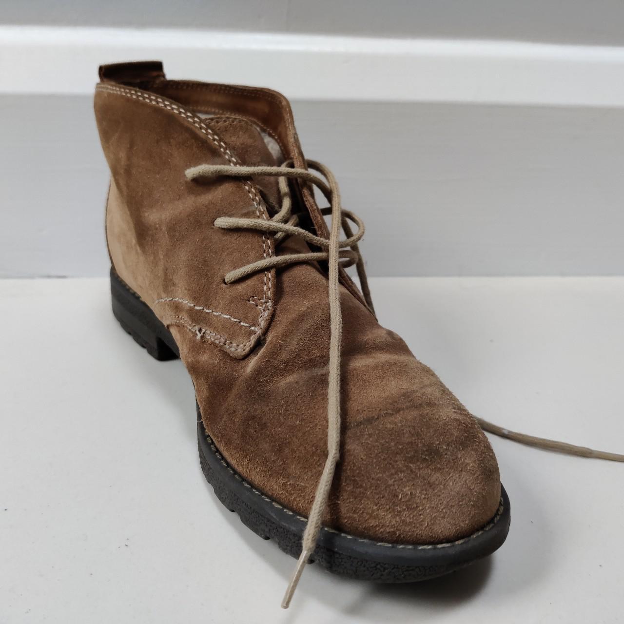 Sand colour suede desert boots with grey rubber... - Depop
