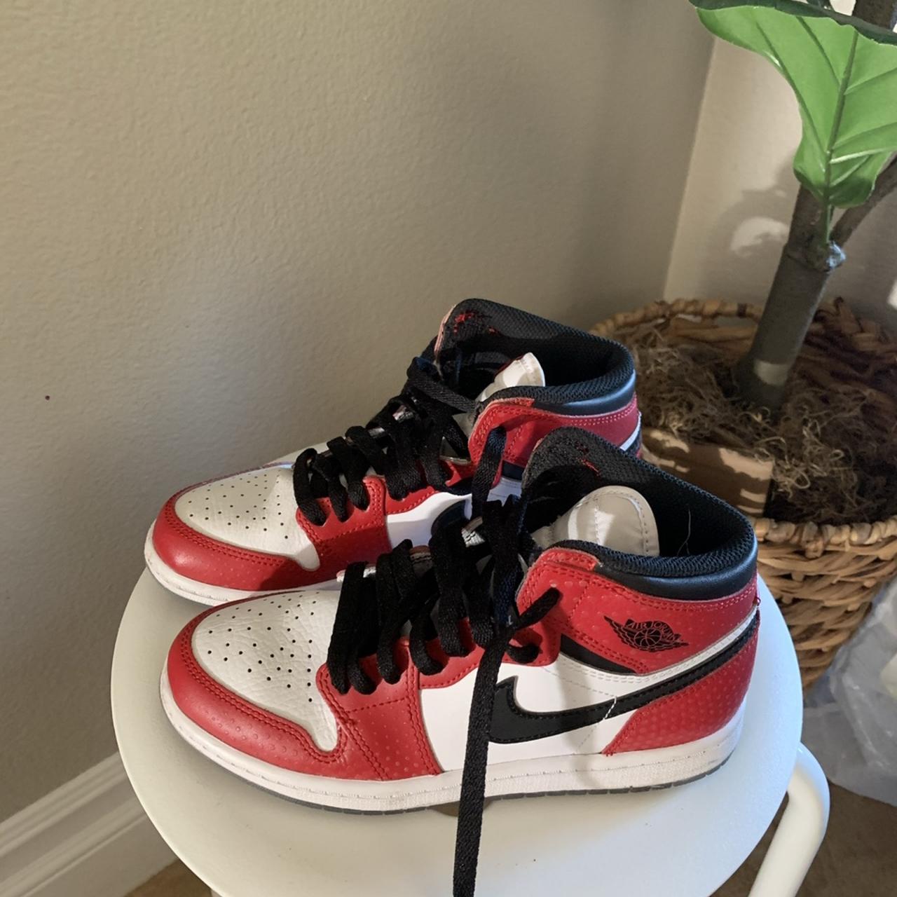 Red 1s Origin story Spider Man gs size 3 youth - Depop