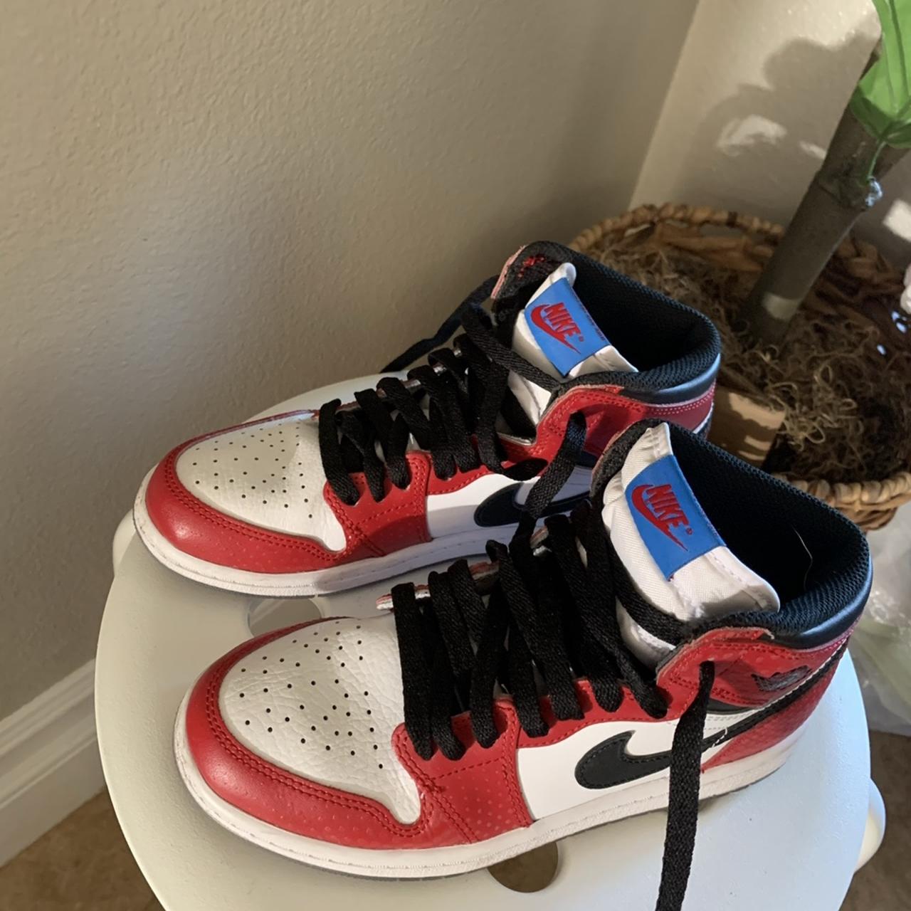 Red 1s Origin story Spider Man gs size 3 youth - Depop