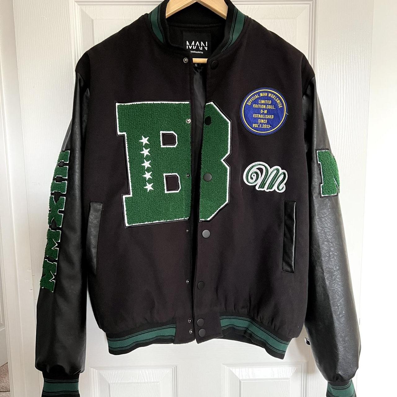 Boohoo Men's Black and Green Jacket | Depop