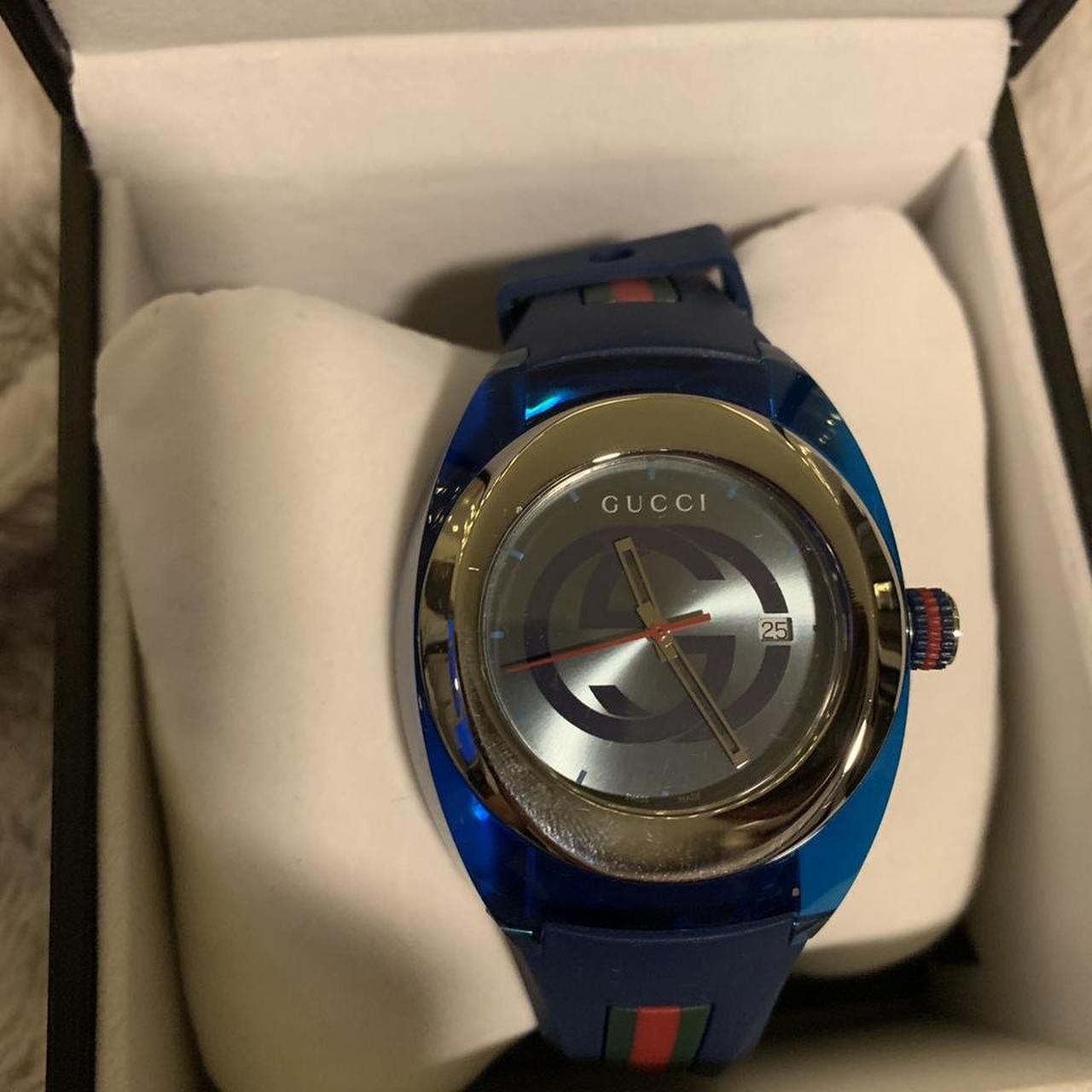 Gucci Sync XXL Blue Rubber Unisex Watch Almost... - Depop