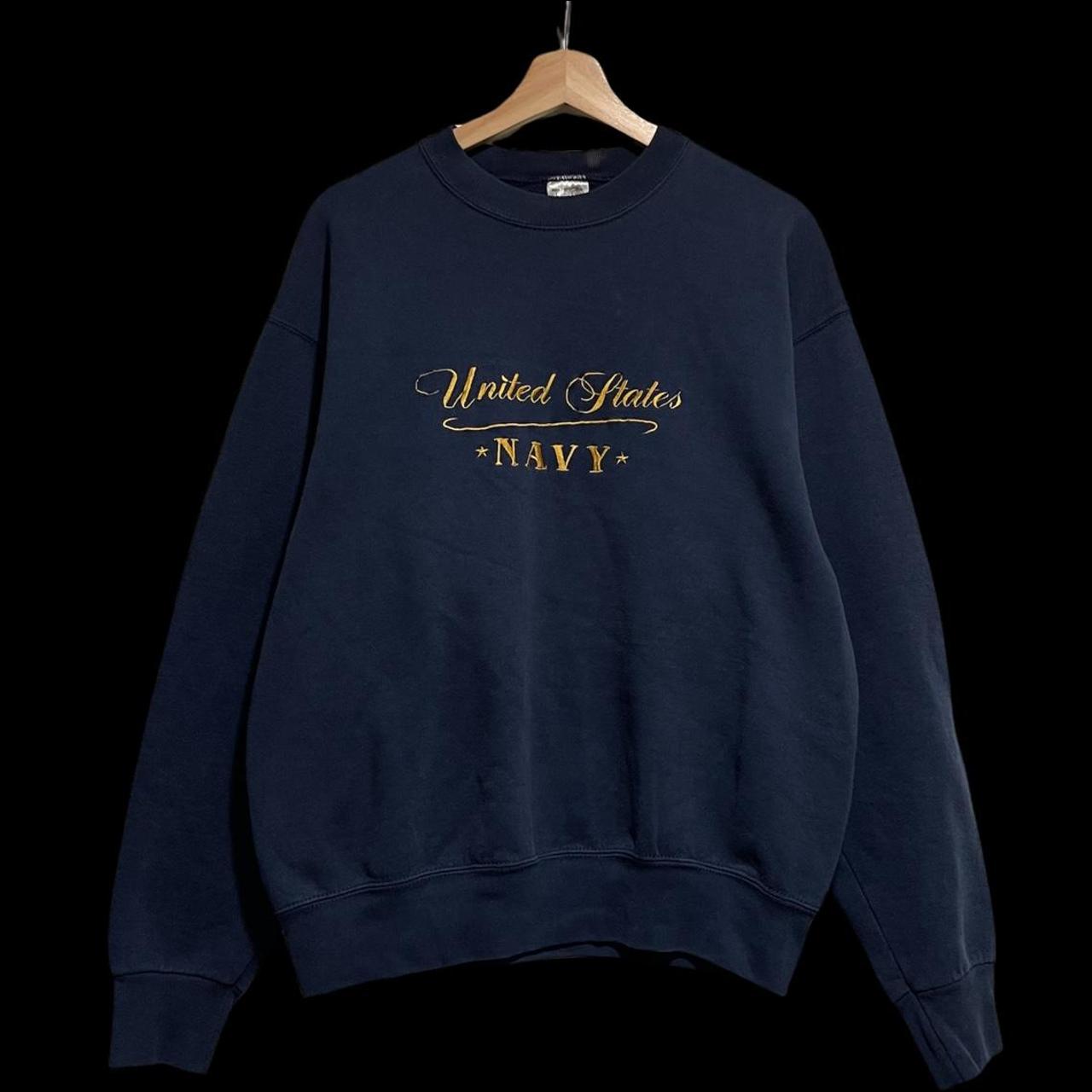 Vintage Embroidered United States Navy Sweatshirt... - Depop
