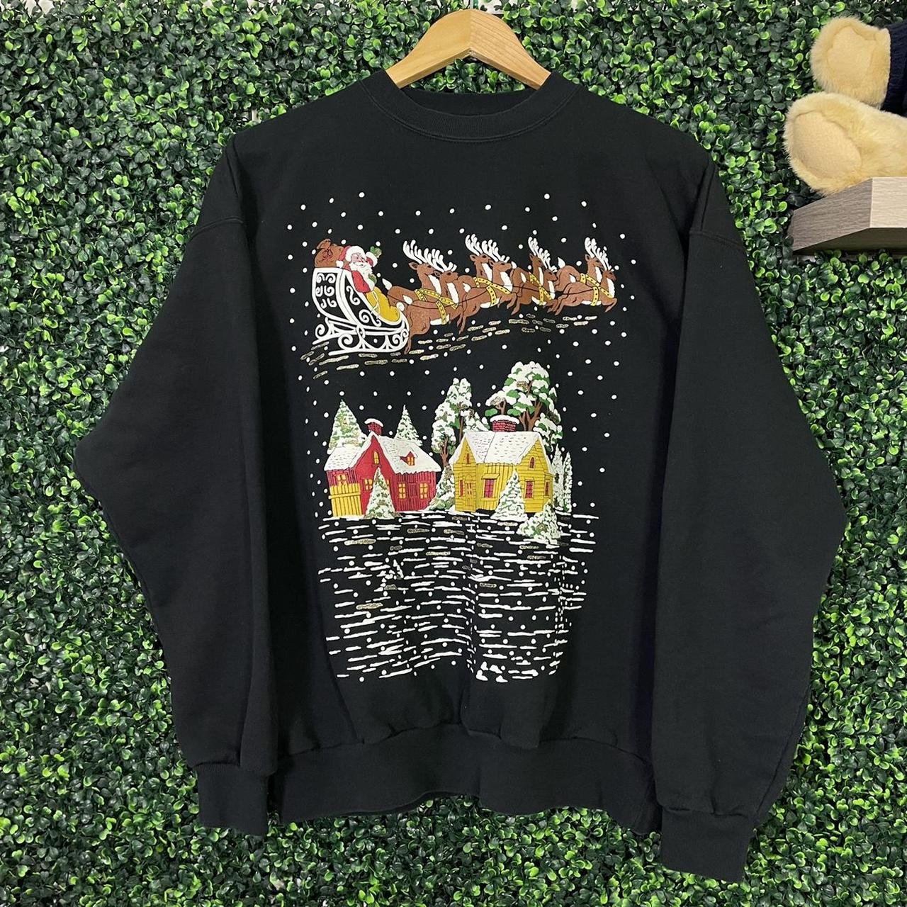 Y2K 2000s Santa Claus Christmas Sweater Tagged Size... - Depop
