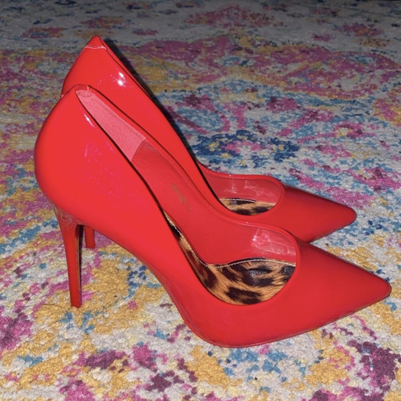 Azalea Wang red heels lined with cheetah print.... | Depop