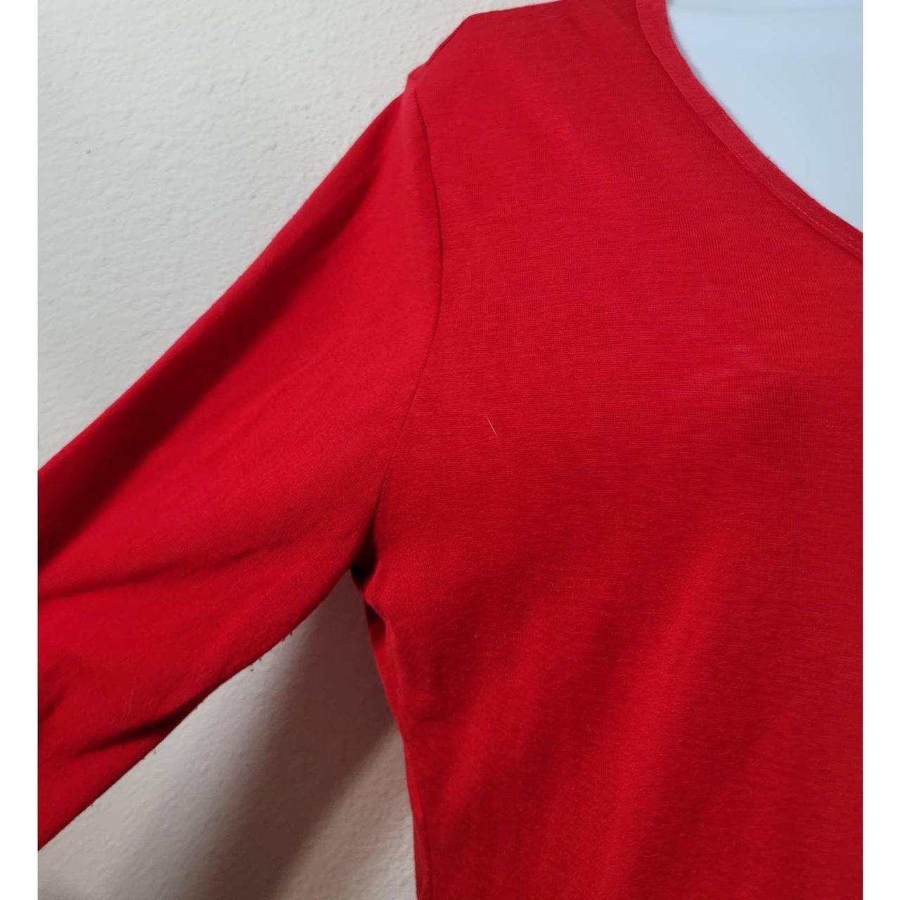 Faded Glory Red Slub Knit V Neck Top Large 12 14... - Depop