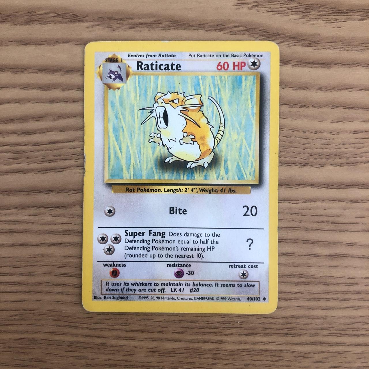 Pokémon card Raticate from base set (1999) Good... - Depop
