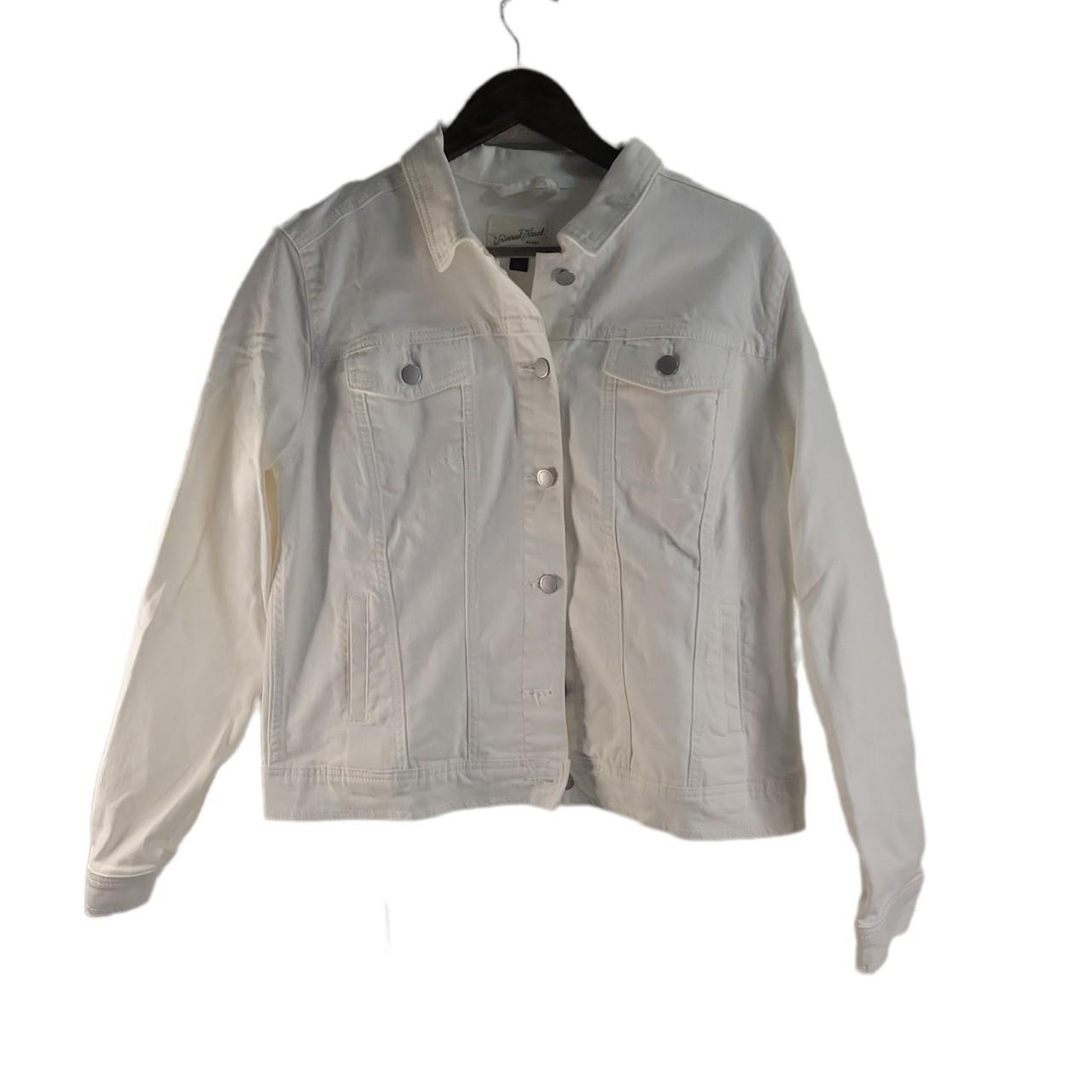 Universal Thread Womens white denim jacket size... - Depop