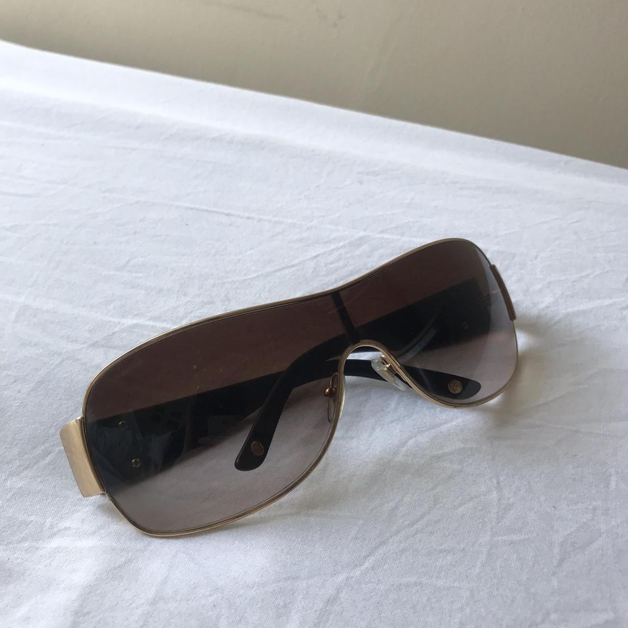 Versace Shield Sunglasses classic gold medusa... - Depop