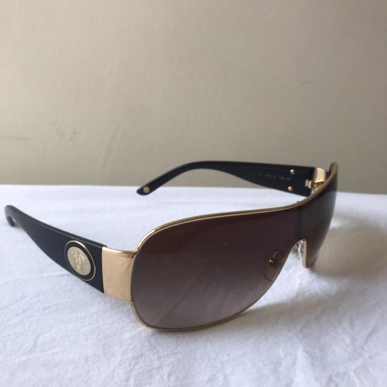 Versace Shield Sunglasses classic gold medusa... - Depop