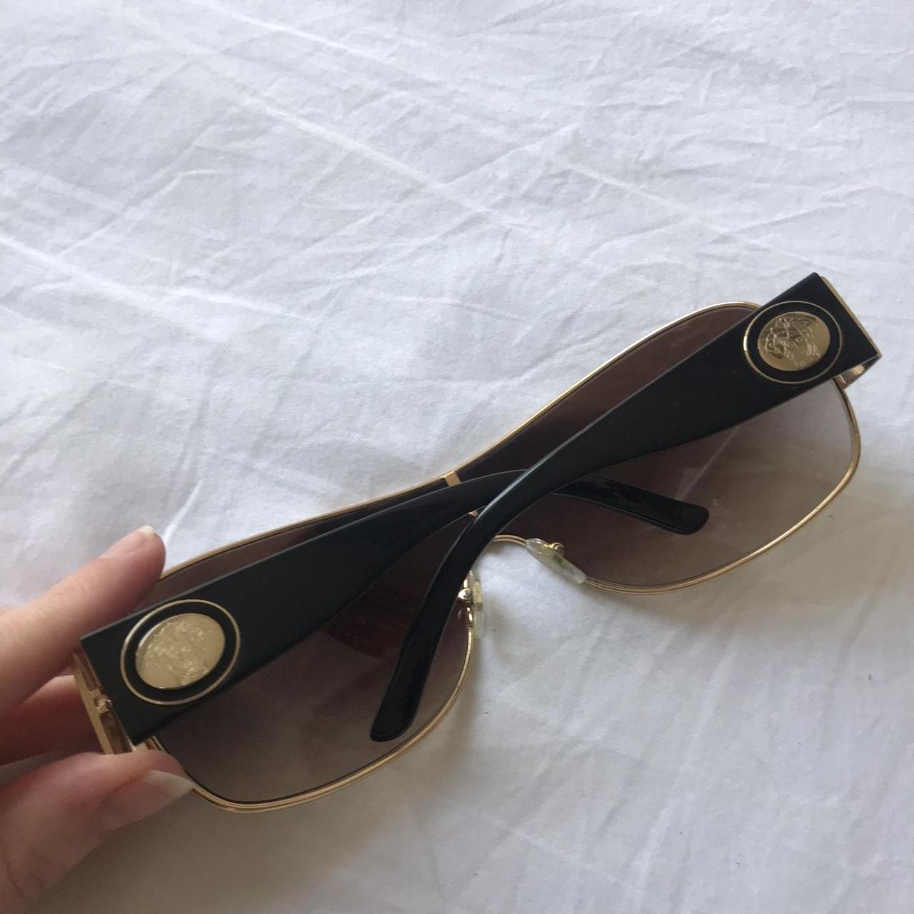 Versace Shield Sunglasses classic gold medusa... - Depop