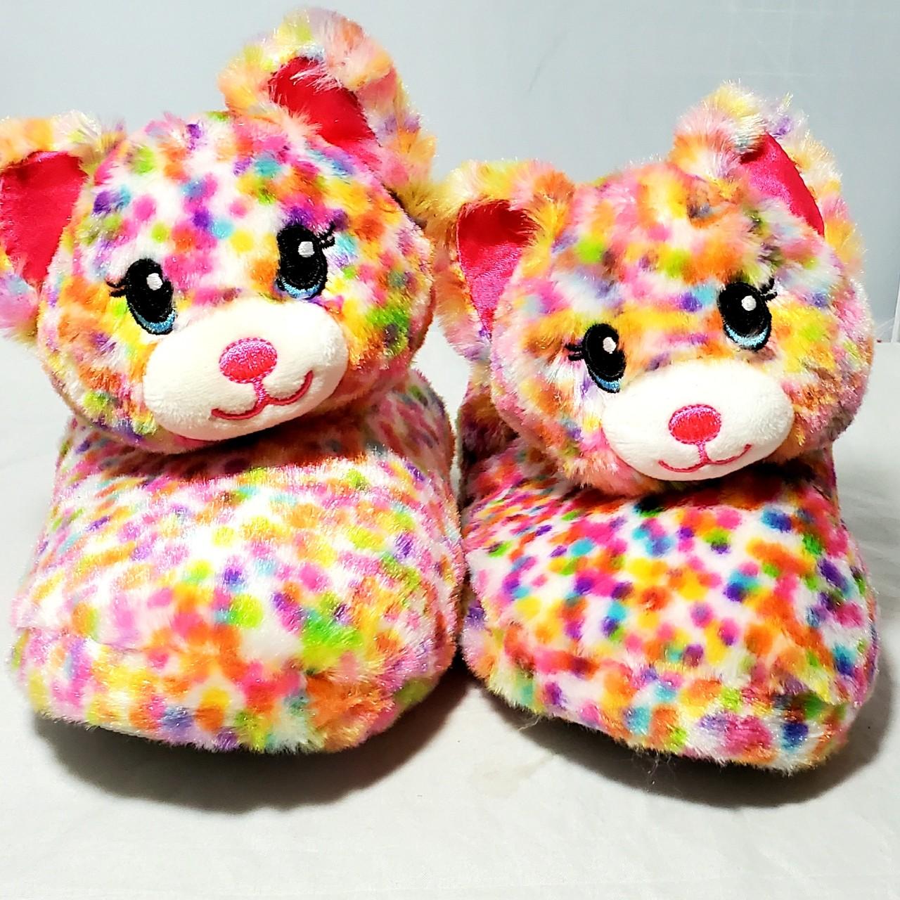 Build a Bear Fuzzy Slippers Confetti Leopard... - Depop