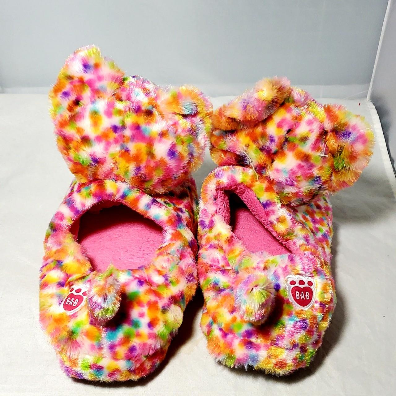 Build a Bear Fuzzy Slippers Confetti Leopard... - Depop