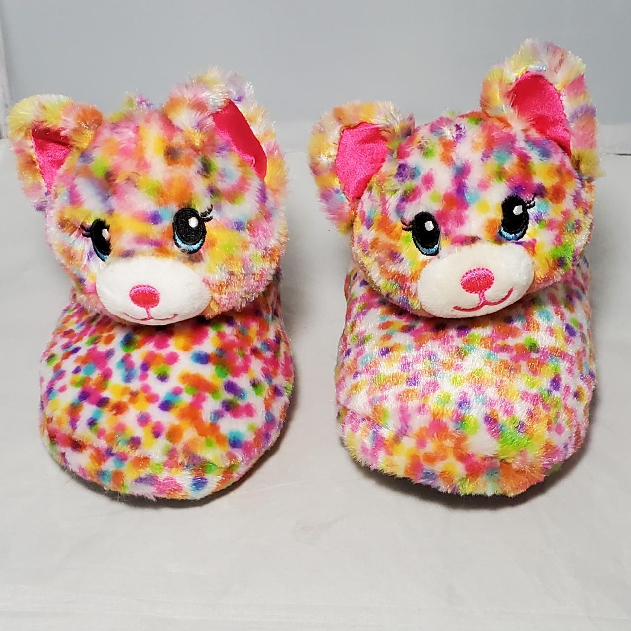 Build a Bear Fuzzy Slippers Confetti Leopard... - Depop
