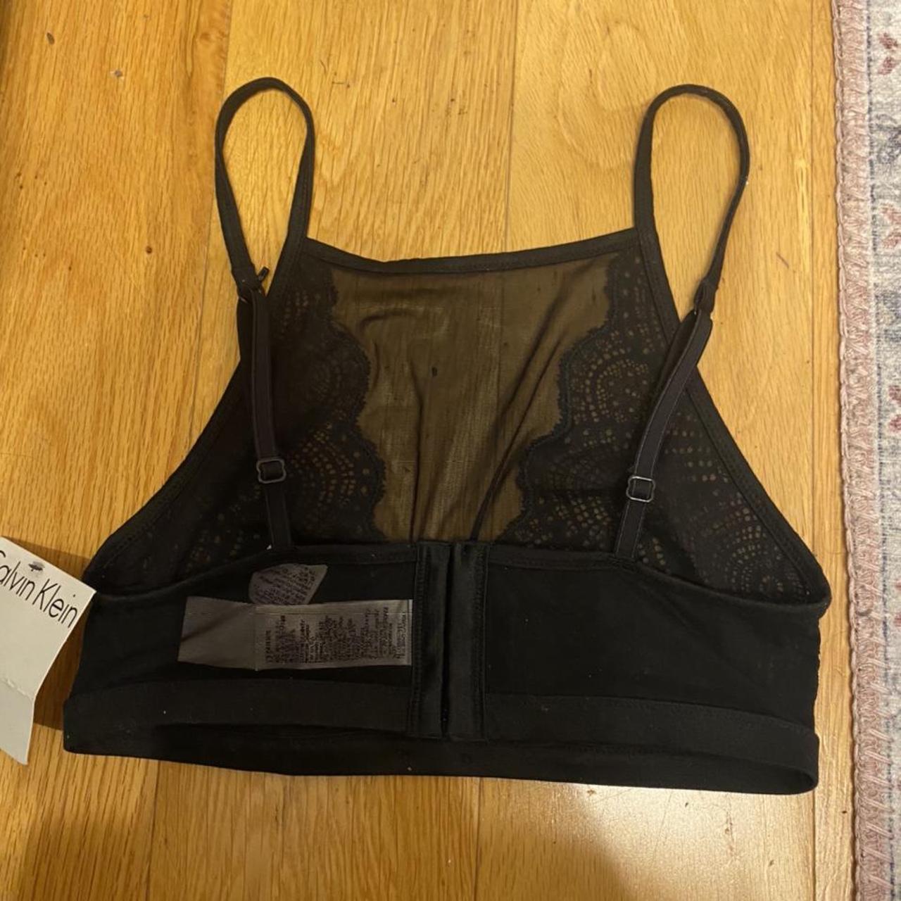 Calvin Klein bralette. High neck, low back. Netting... - Depop
