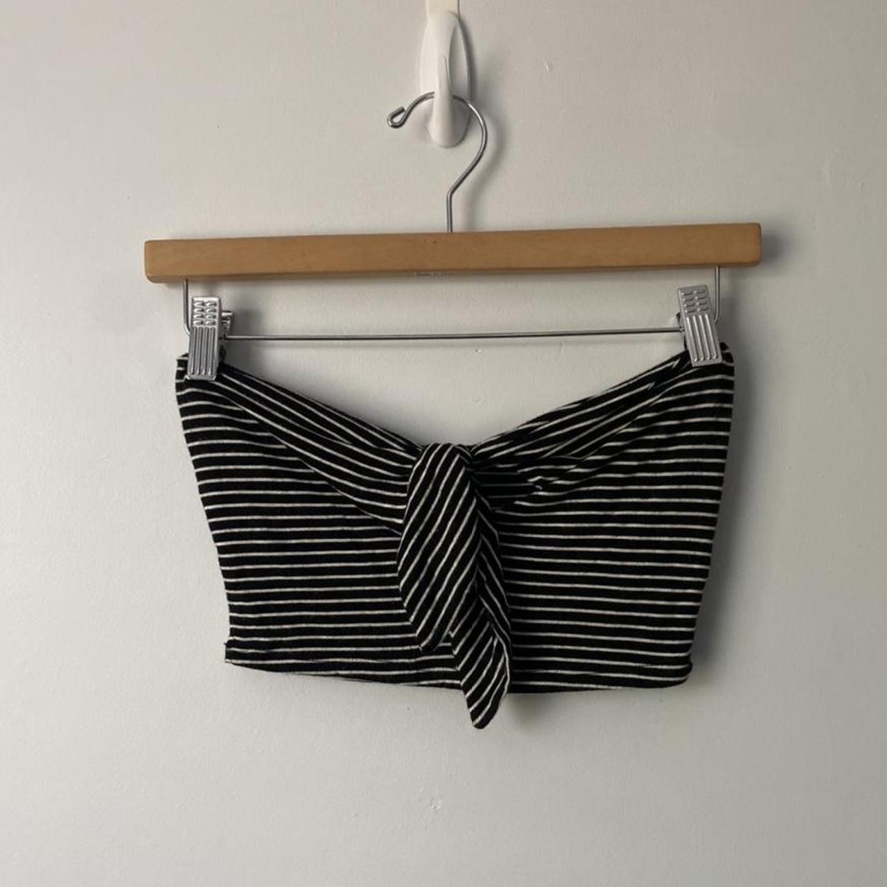 Keyhole detail striped tube top. Tie front. So cute on. - Depop