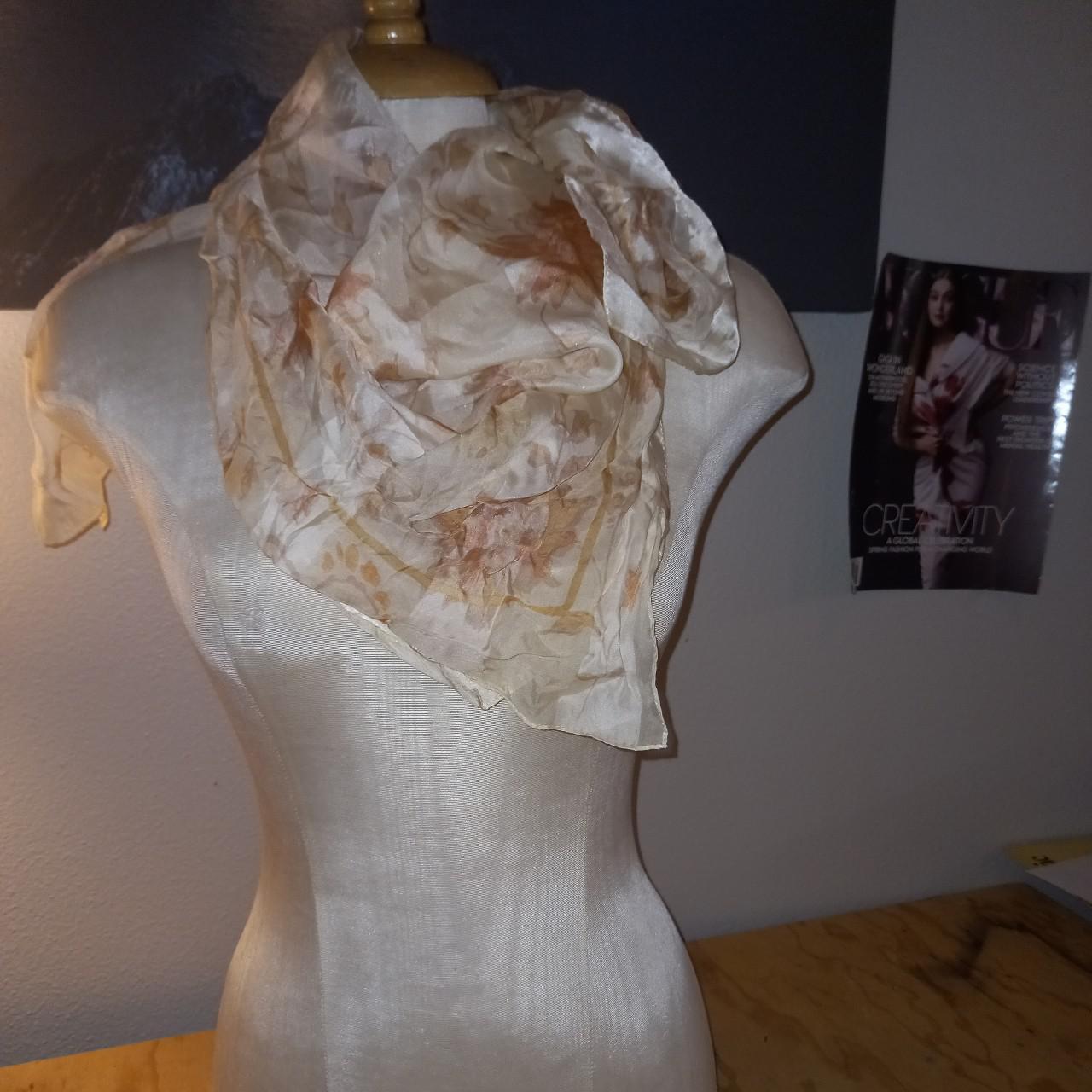 Moonbat Sheer off white cream orange pink floral... - Depop