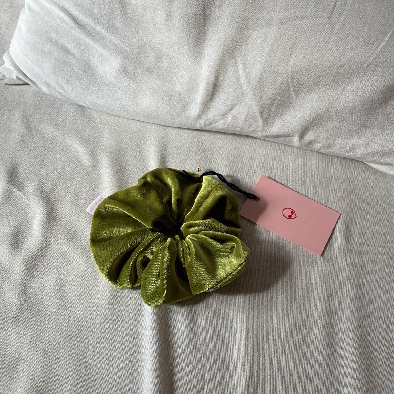 Light green velvet scrunchie by pink Alien ⚡️ Free... - Depop