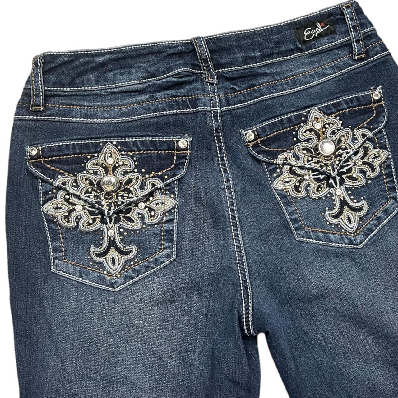 Rhinestone Pocket Jeans Bling Cross Pocket Design... - Depop