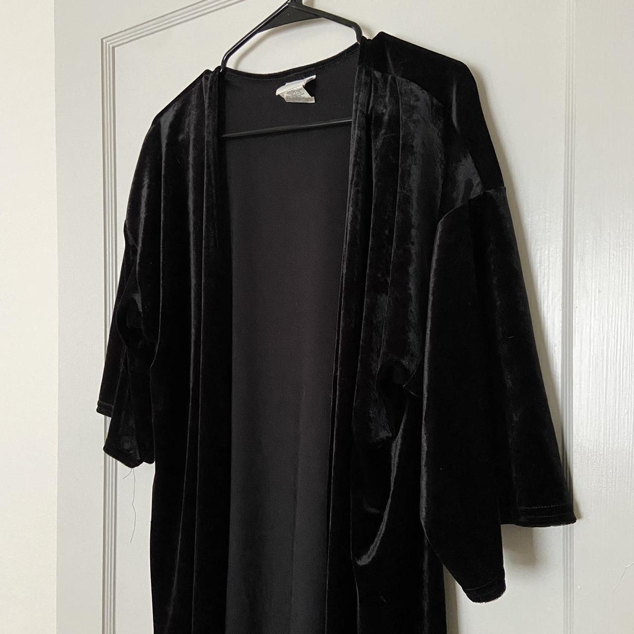 Vintage black velvet robe by secret treasures ~ size... - Depop