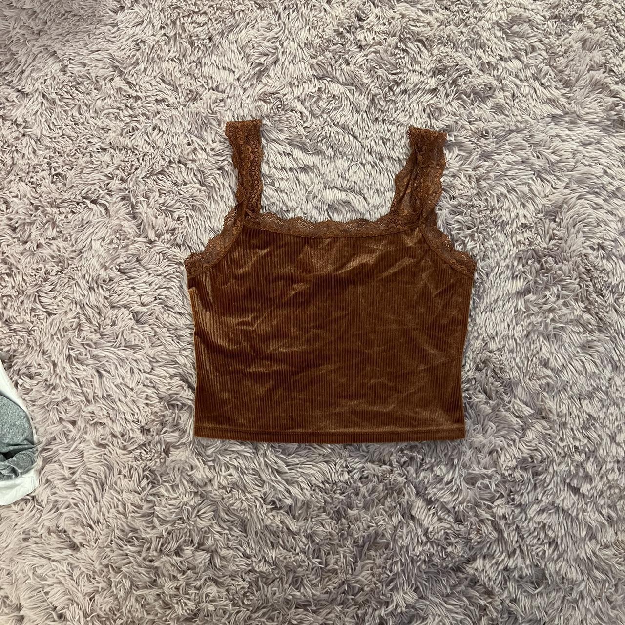 Brown velvet top So soft and nice material Lace... - Depop