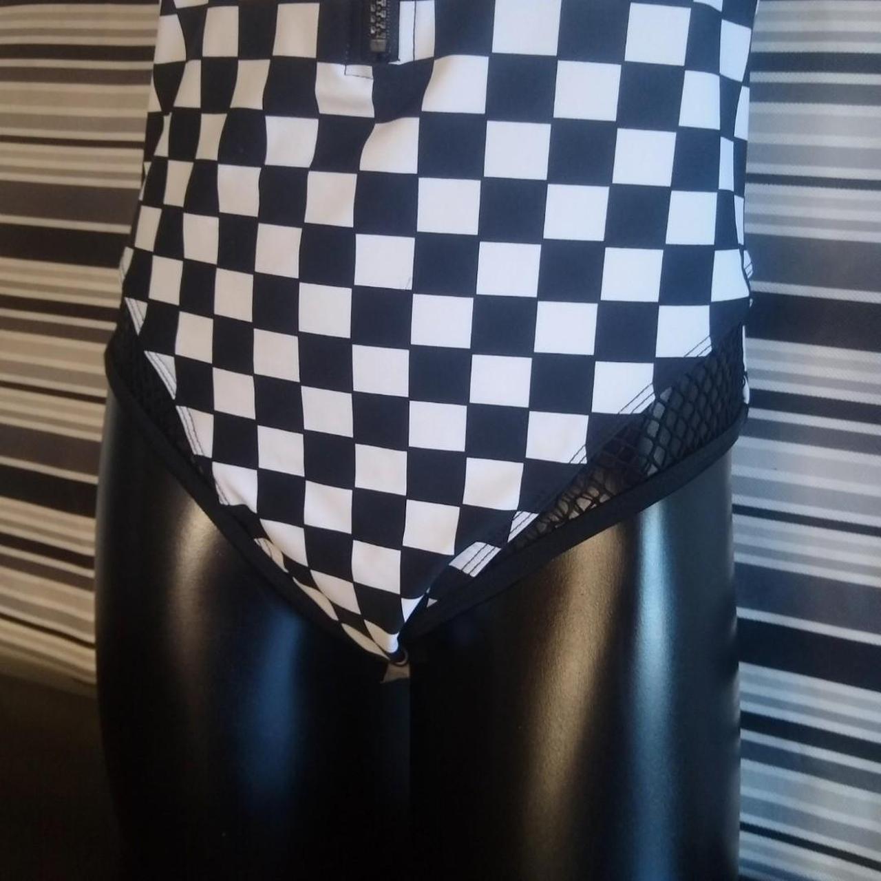 New checkered print bathing suit with netting detail... - Depop