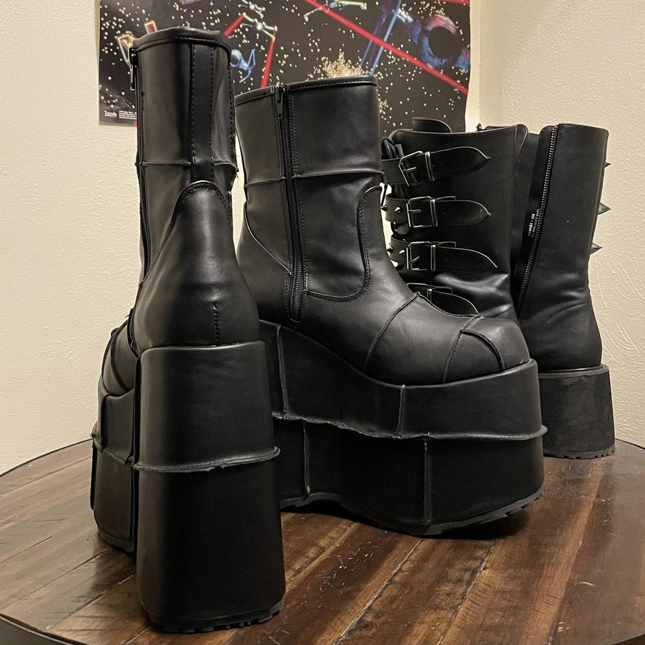 Black Demonia Stack 201s Women's Size 10/ Men's Size... - Depop