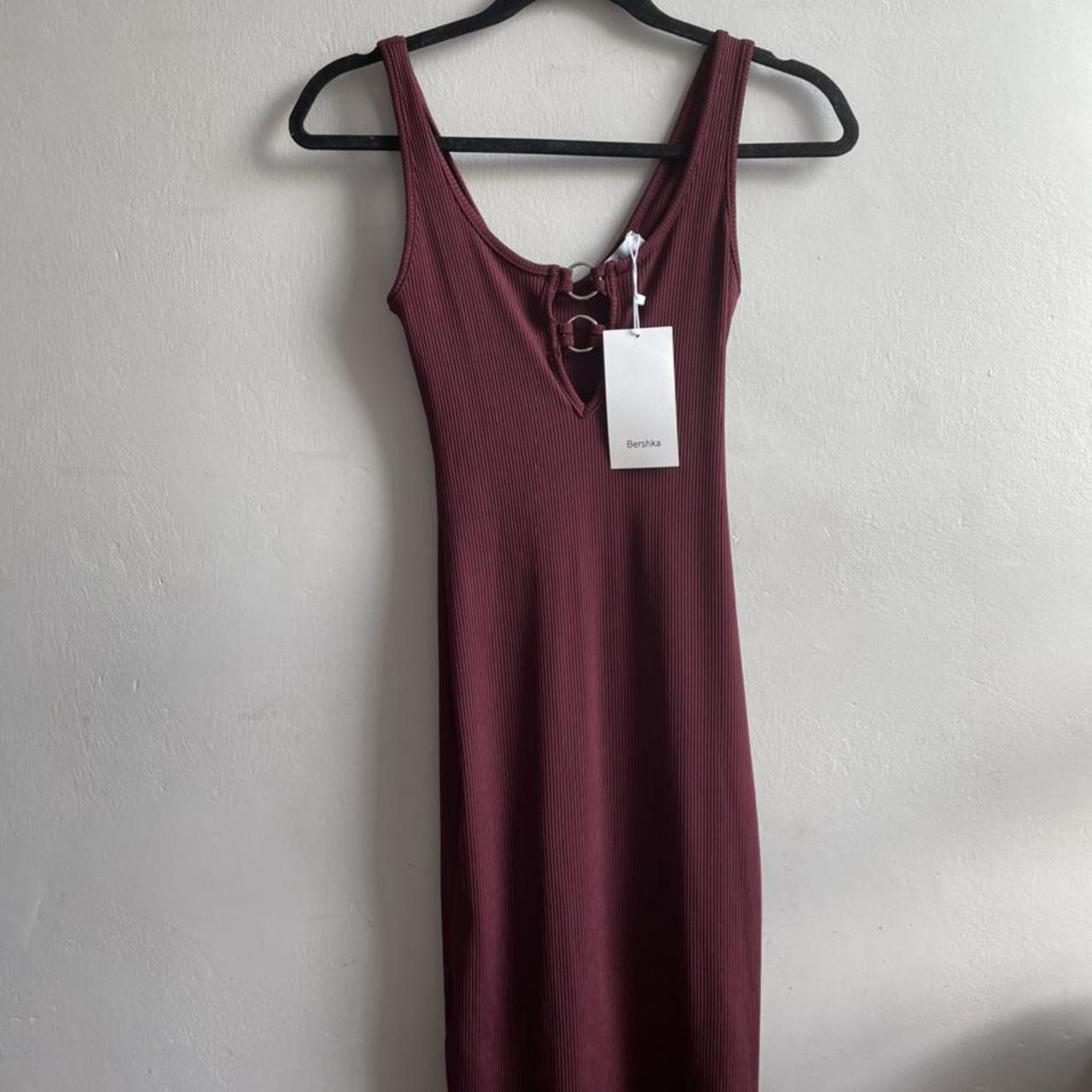 Bershka Women's Burgundy Dress | Depop
