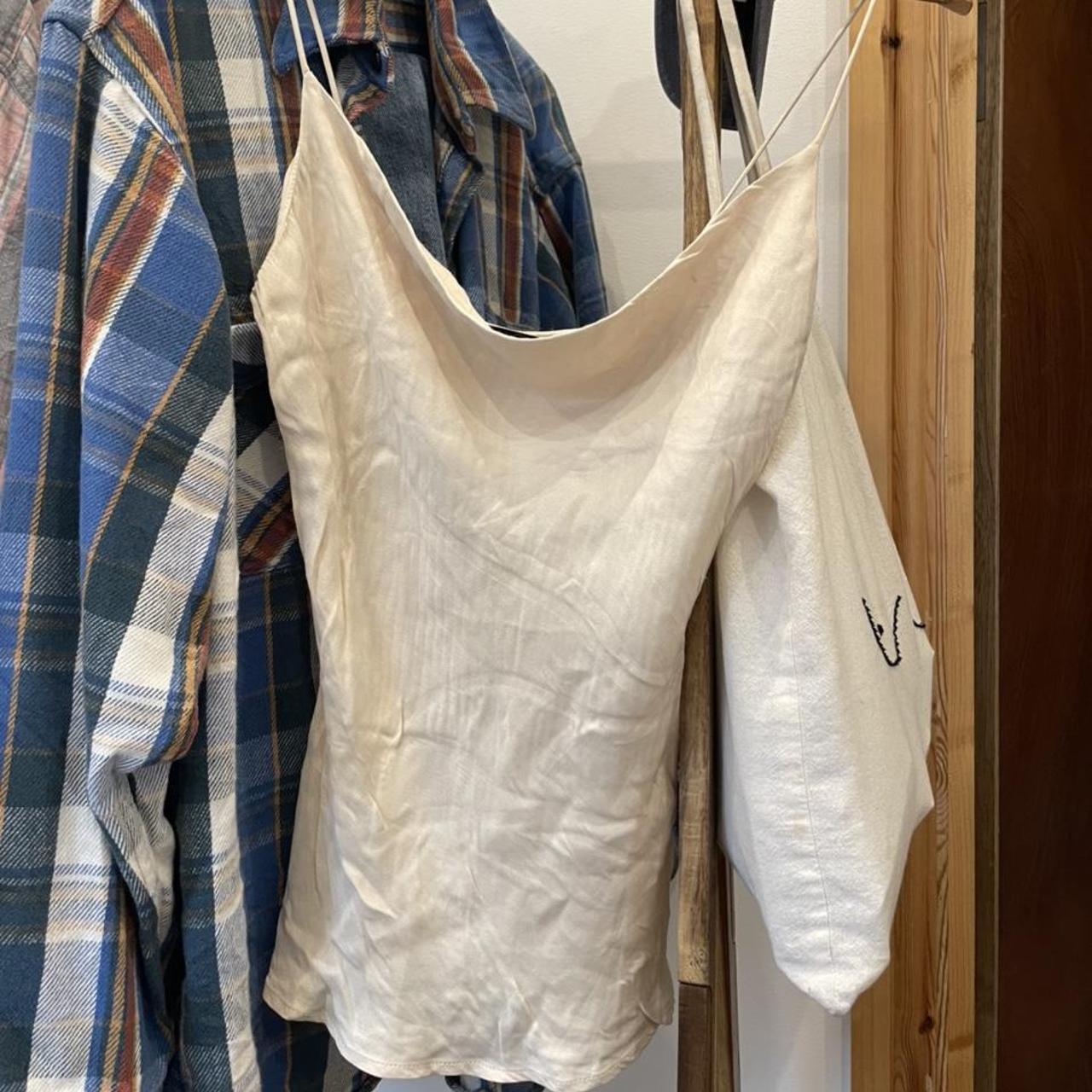 Zara cream silky crawl neck blouse It’s a... - Depop