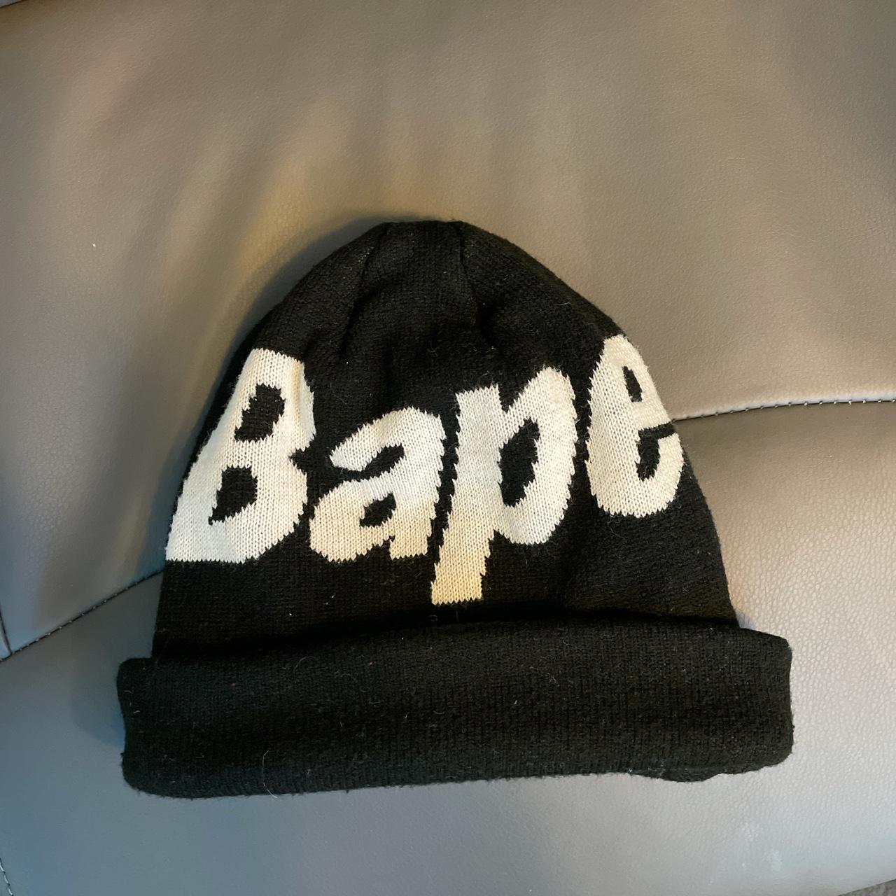 BAPE Men's Black and White Hat | Depop