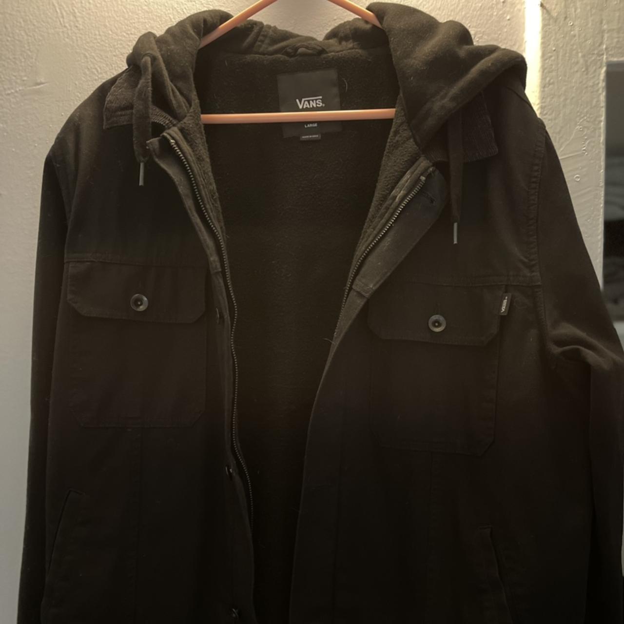 All black vans jacket -thick jacket -size large... - Depop