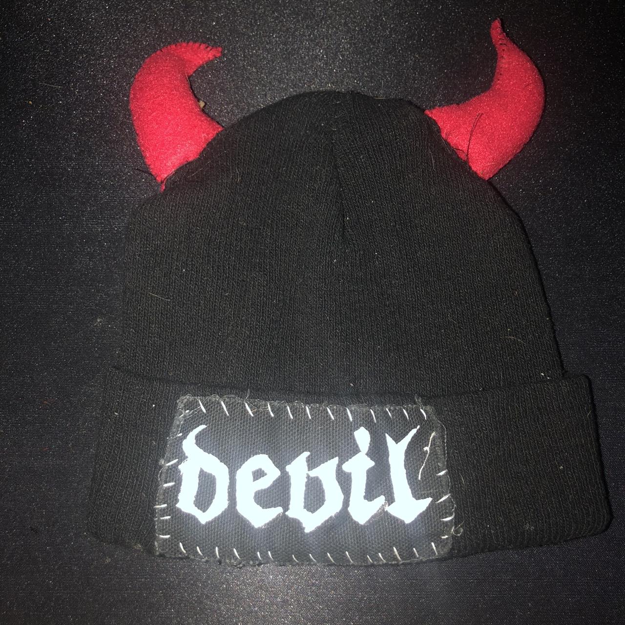 custom made devil beanie fits... - Depop