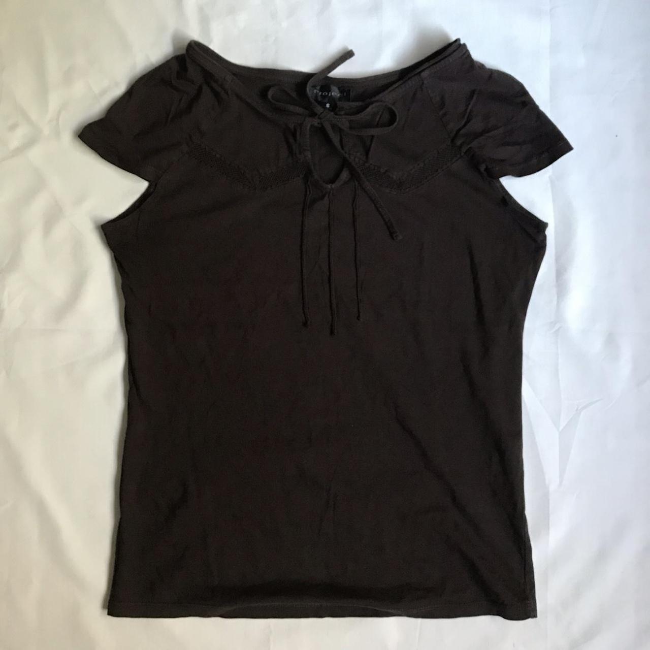 brown y2k fairycore shirt by the brand project.... | Depop