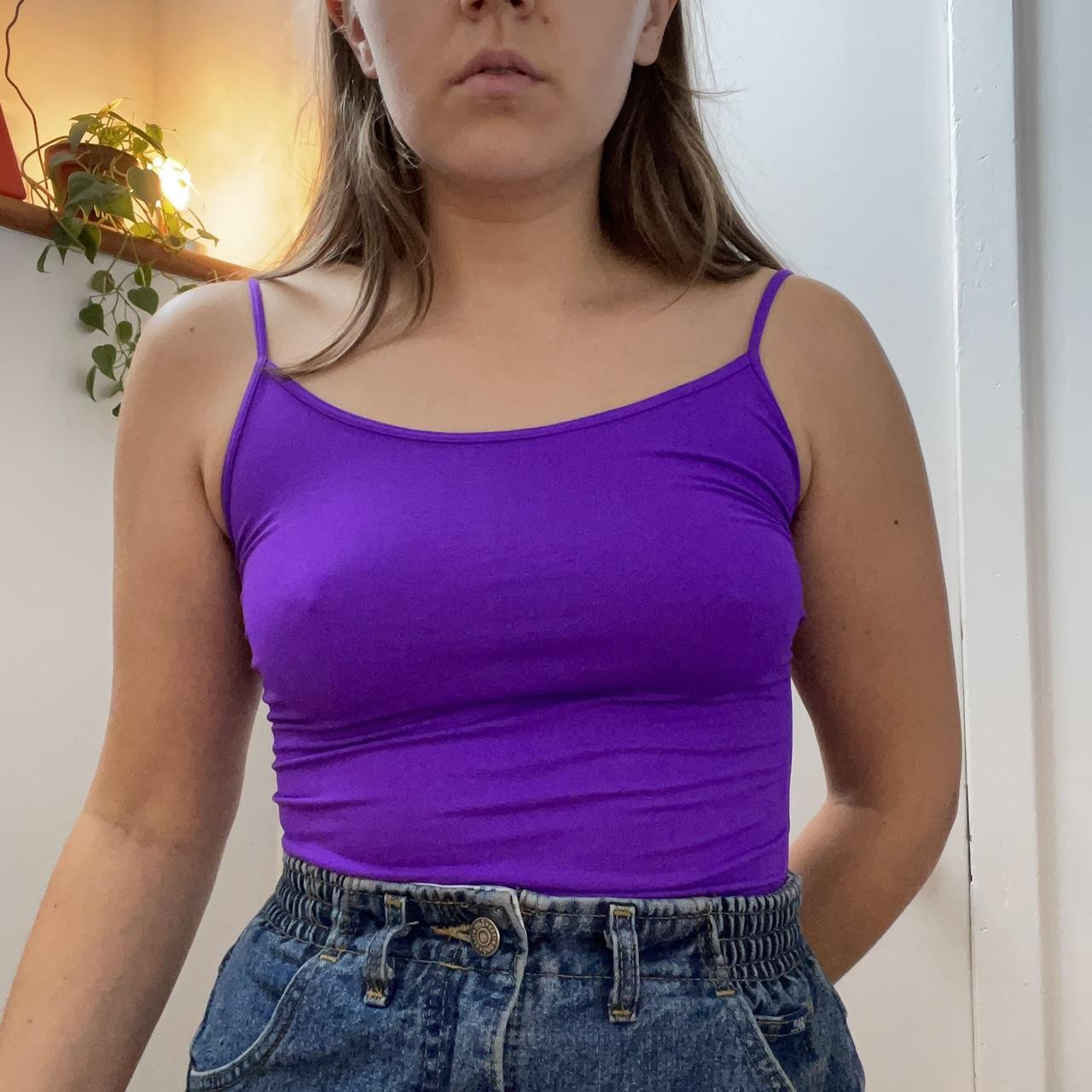 Bright Purple Stretch Spaghetti Strap Cami Tank Depop