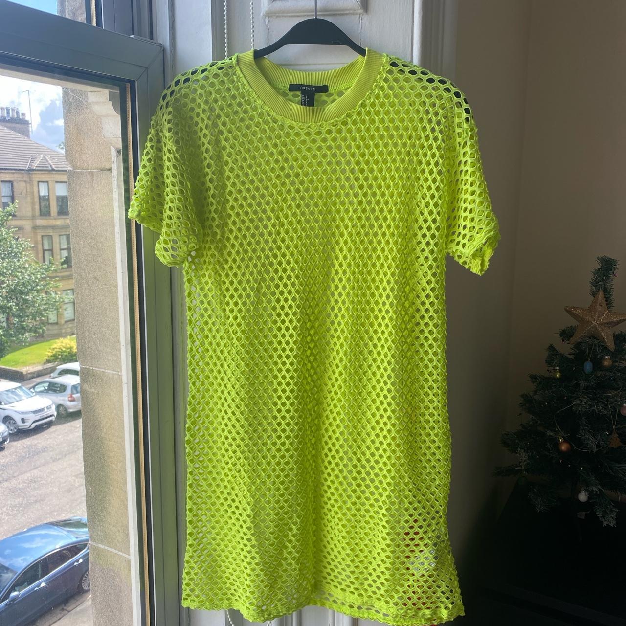 Forever 21 Neon Mesh dress Never worn Size... - Depop