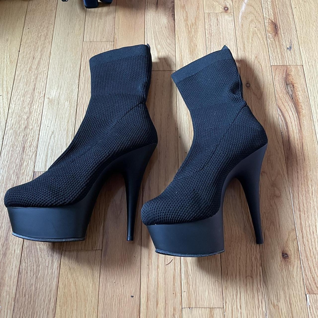 Brand New sexy black platform heels stretchy... - Depop