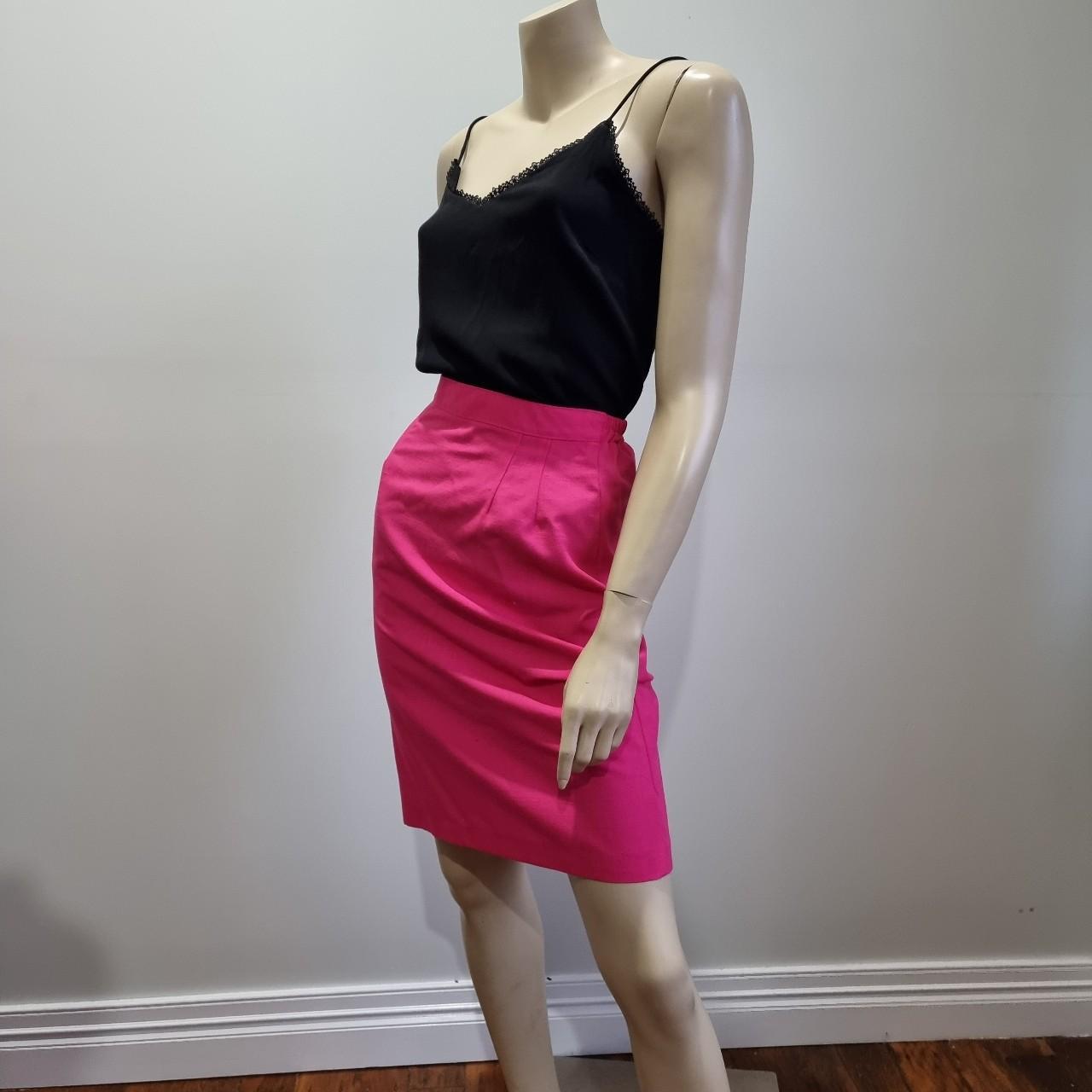 Powerhouse 80's pink skirt suit with striking black... - Depop