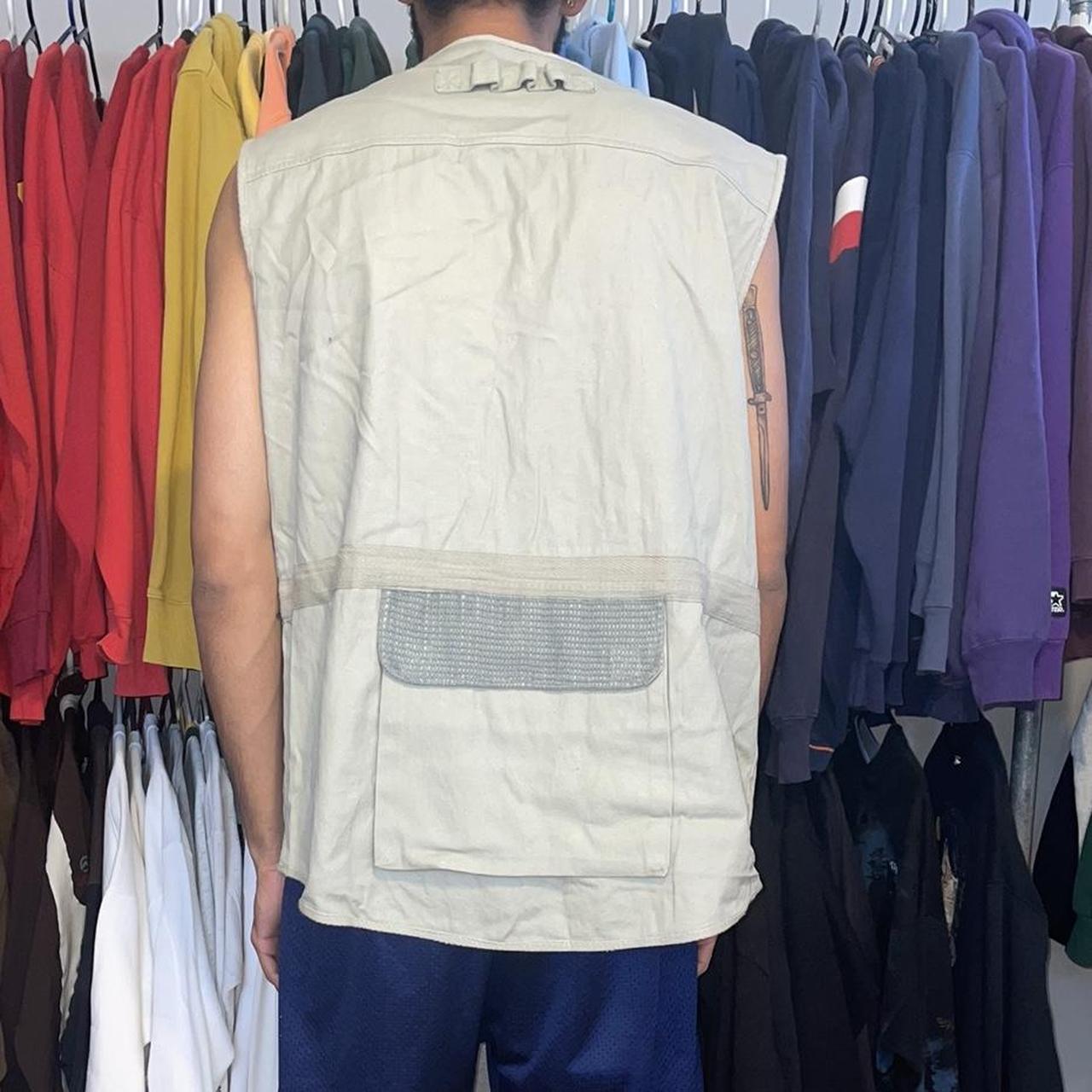 Bugle Boy Men's Cream and Green Gilet | Depop