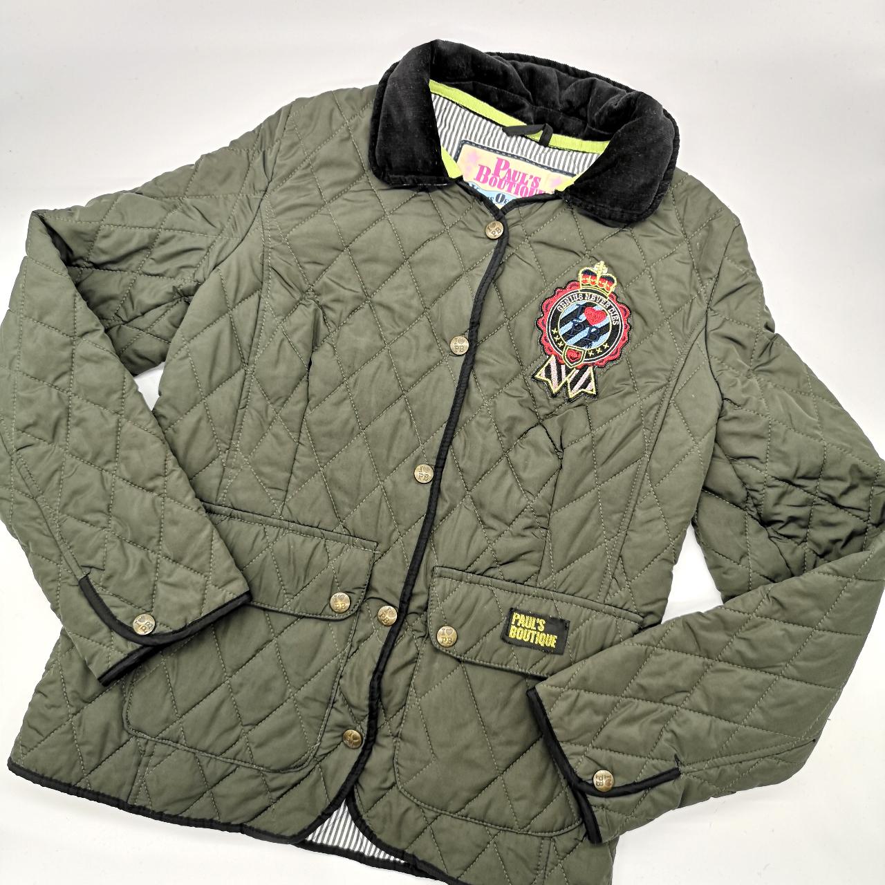Green Pauls boutique quilted jacket with embroidered. Depop
