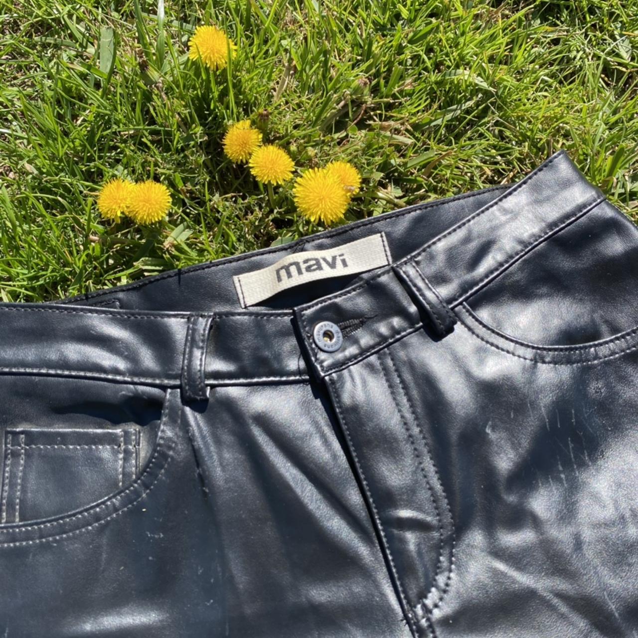 Black pleather Flare low rise women’s jeans Brand:... - Depop