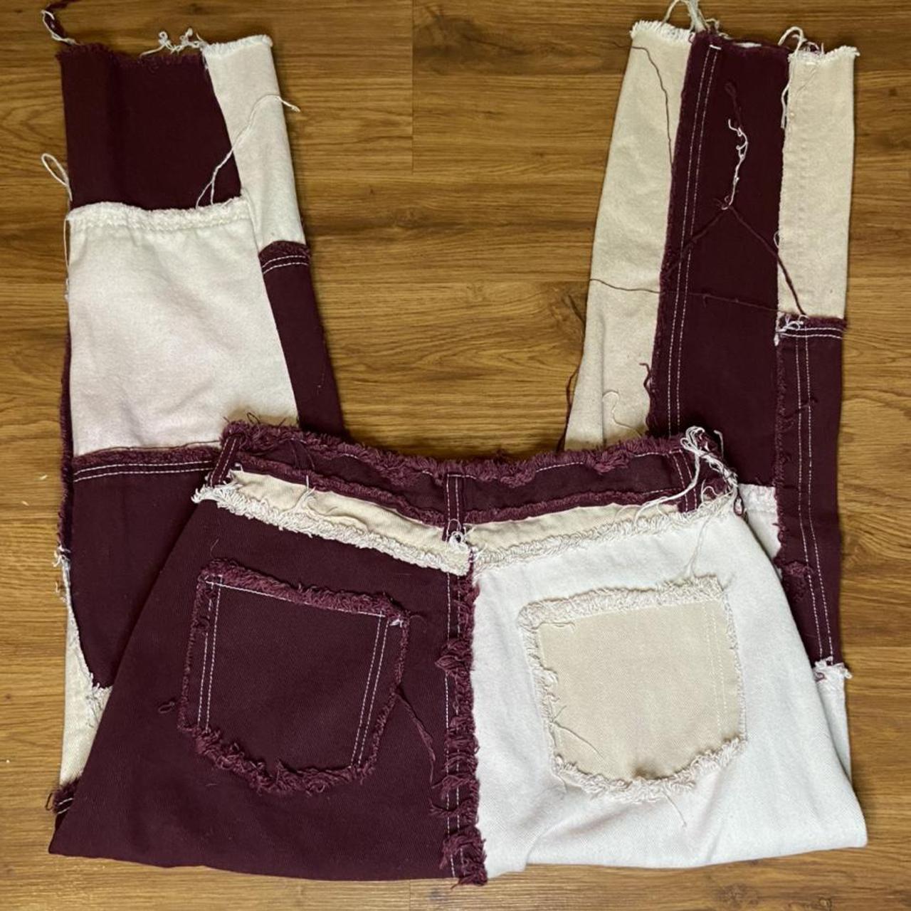 Colorblock Distressed Brown Jeans. Very cute and... - Depop