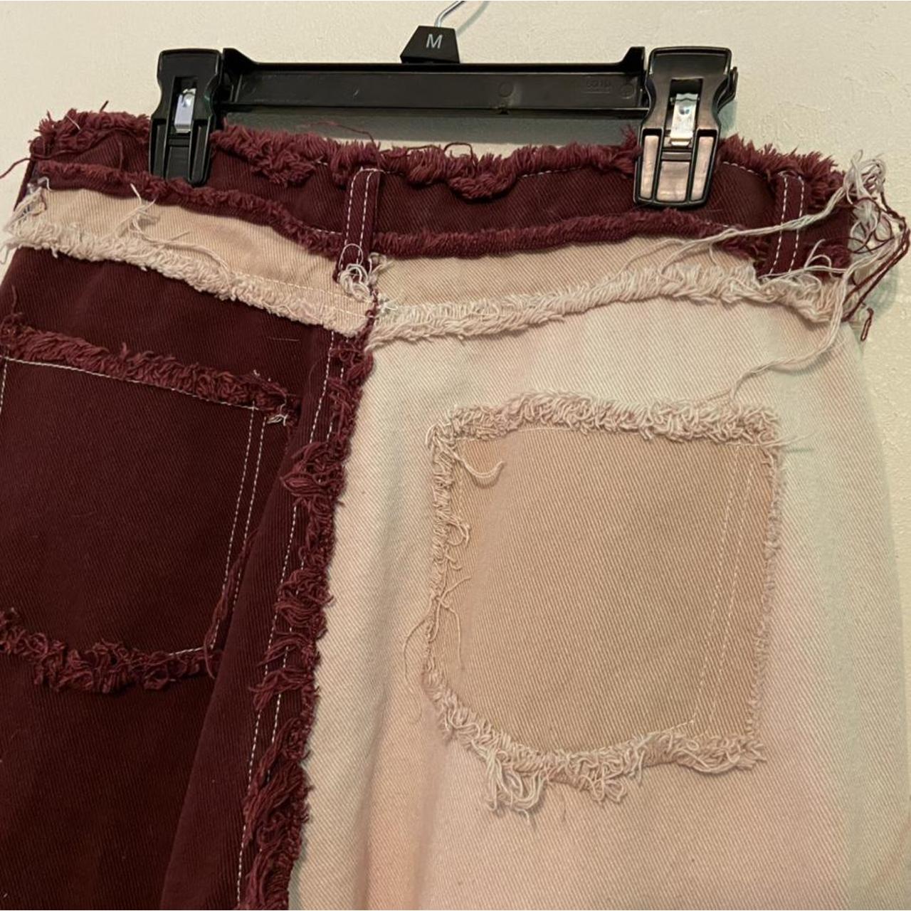 Colorblock Distressed Brown Jeans. Very cute and... - Depop