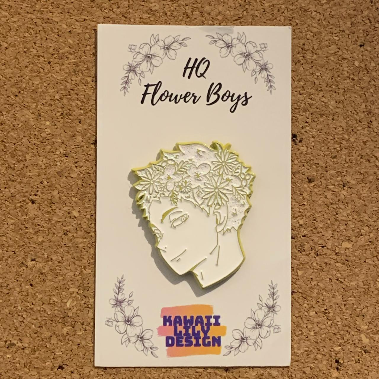 Kawaiilily Flower Boy Akaashi Haikyuu Enamel... - Depop