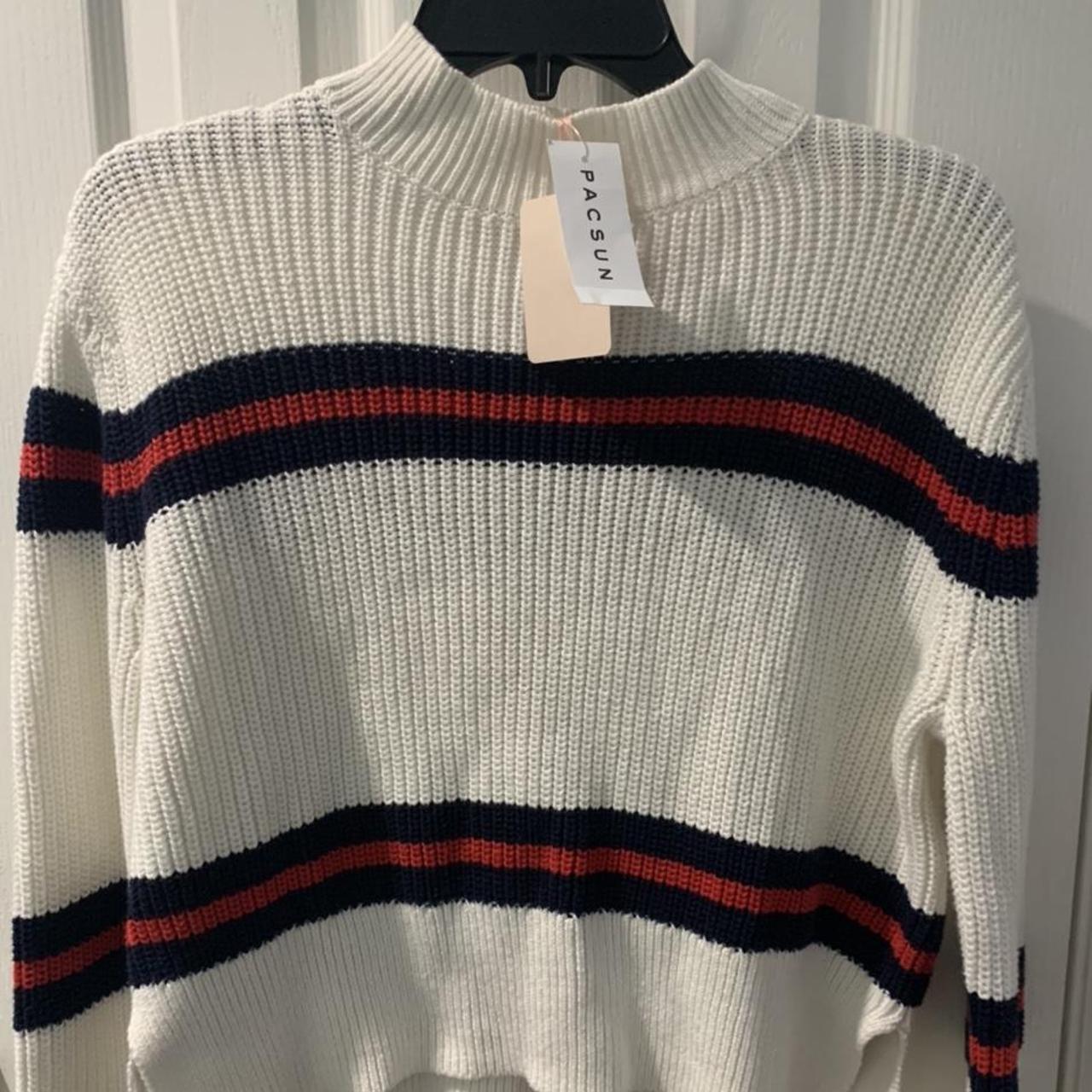 Pacsun Womens White And Blue Jumper Depop
