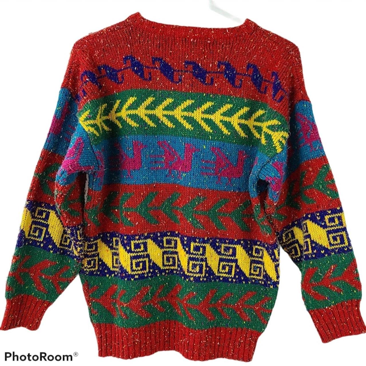 Vintage 90's crew neck sweater with horizontal... - Depop