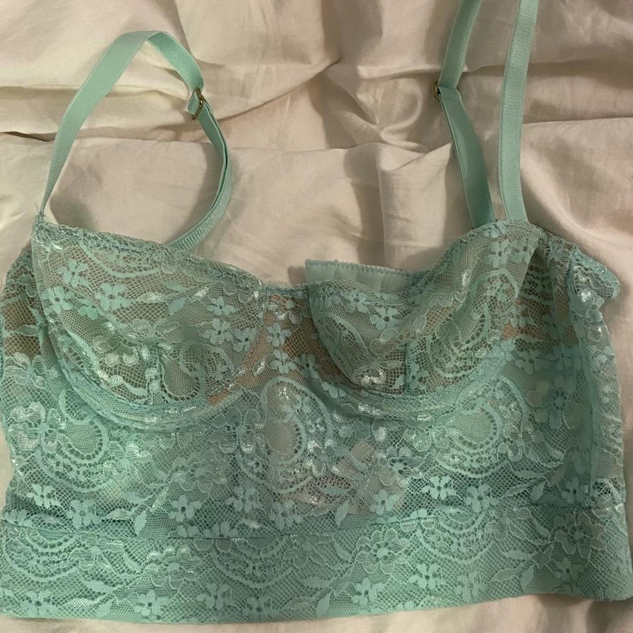 Light Turquoise Corset/Bralette top Adjustable... - Depop